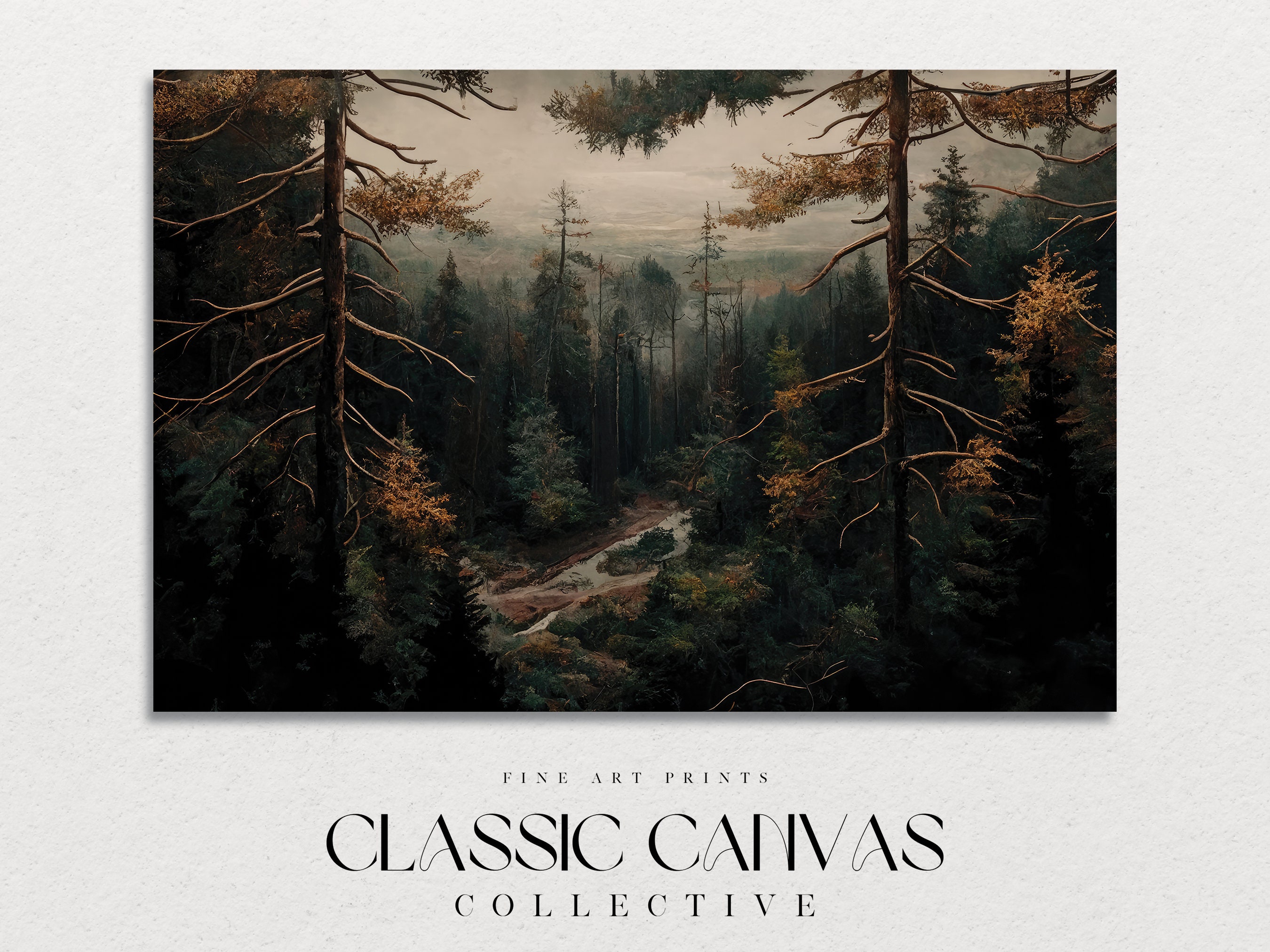 Forest Vista | Misty Woods Art Print | Serene Nature Wall Art | Digital ...