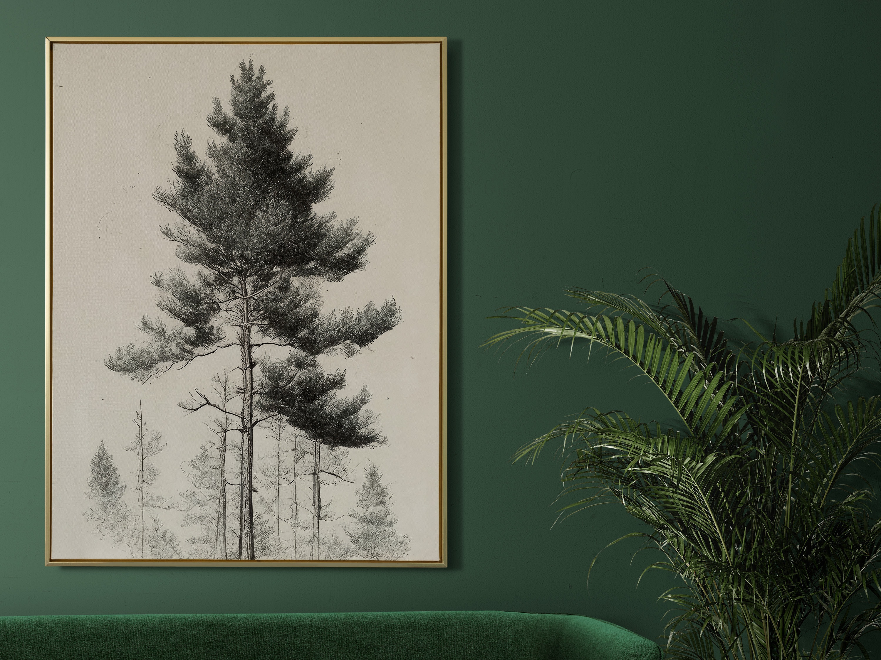 Pine Sketch Art Forest Pine Trees Print Nature-inspired Wall Decor ...