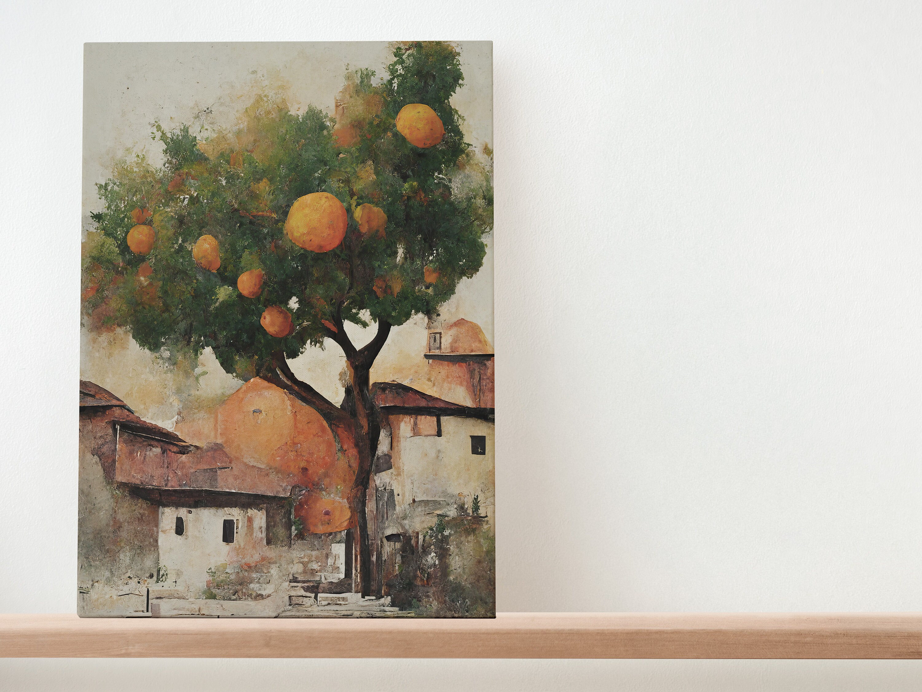 Mediterranean Orange Tree Art Print | Countryside Charm | Digital ...