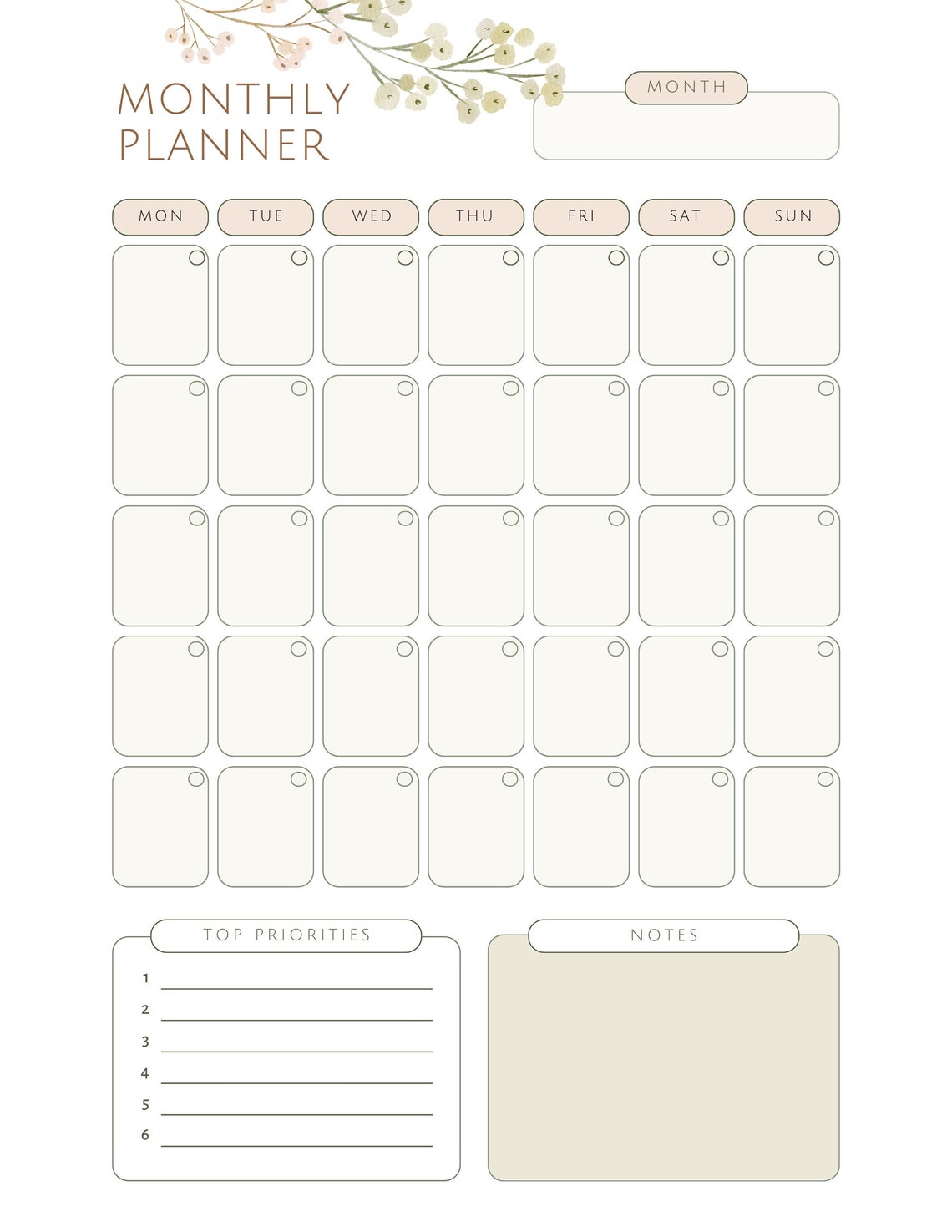 Monthly Planner Editable | Modern Monthly Printables | Editable 12 ...