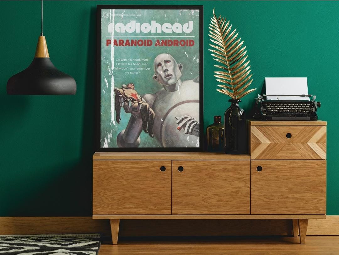 Radiohead Paranoid Android 1990s Britpop Vintage OK Computer Inspired ...