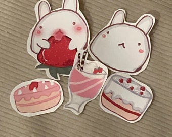Cute Strawberry Rabbit Gilding Stickers 46pcs/pack - Etsy