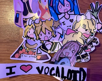 Vocaloid UTAU Vocal Synth Vinyl Glitter Stickers Hatsune Miku, Kagamine ...