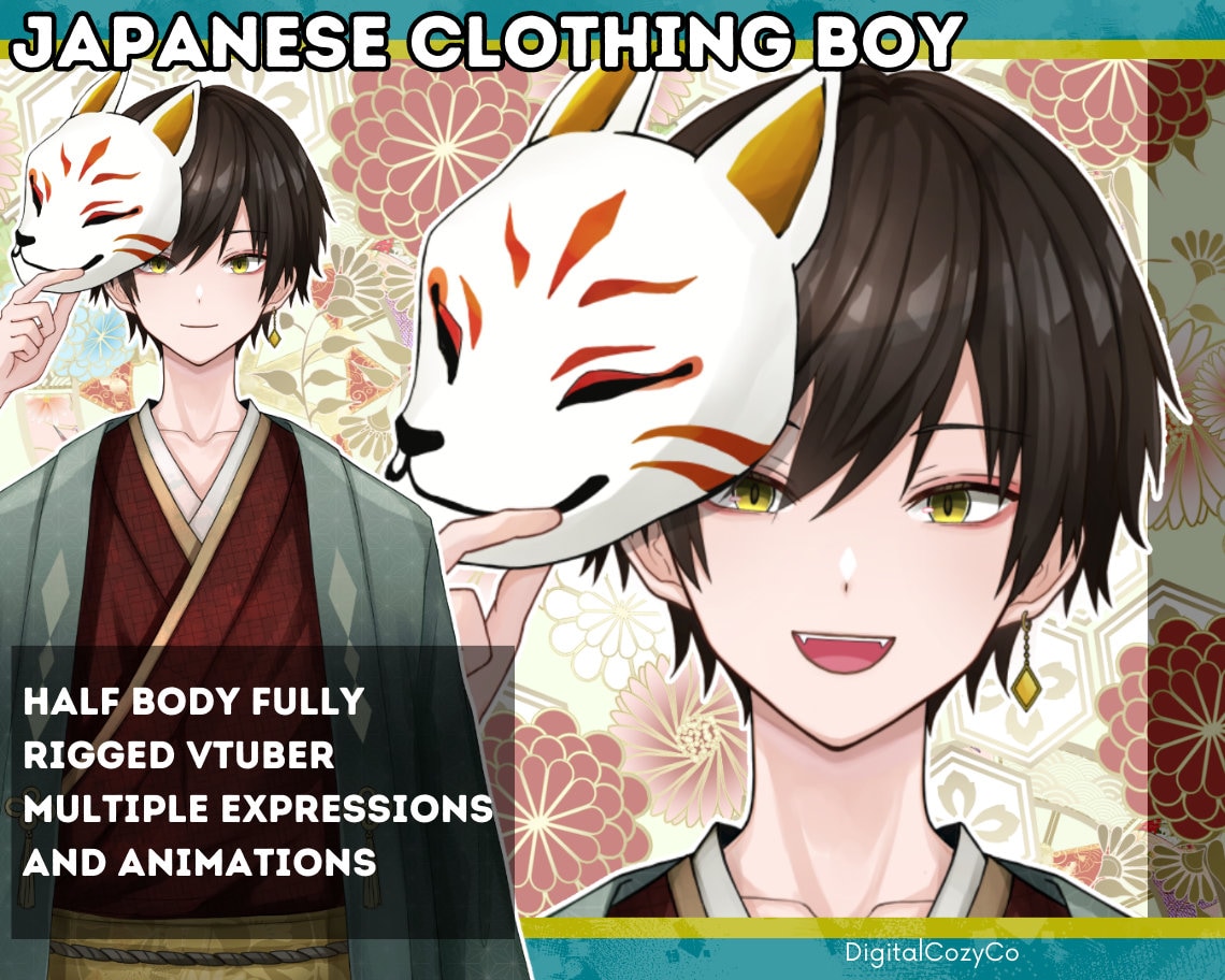 Japanese Clothing Male Vtuber Model Premade 7 Expression - Etsy Canada