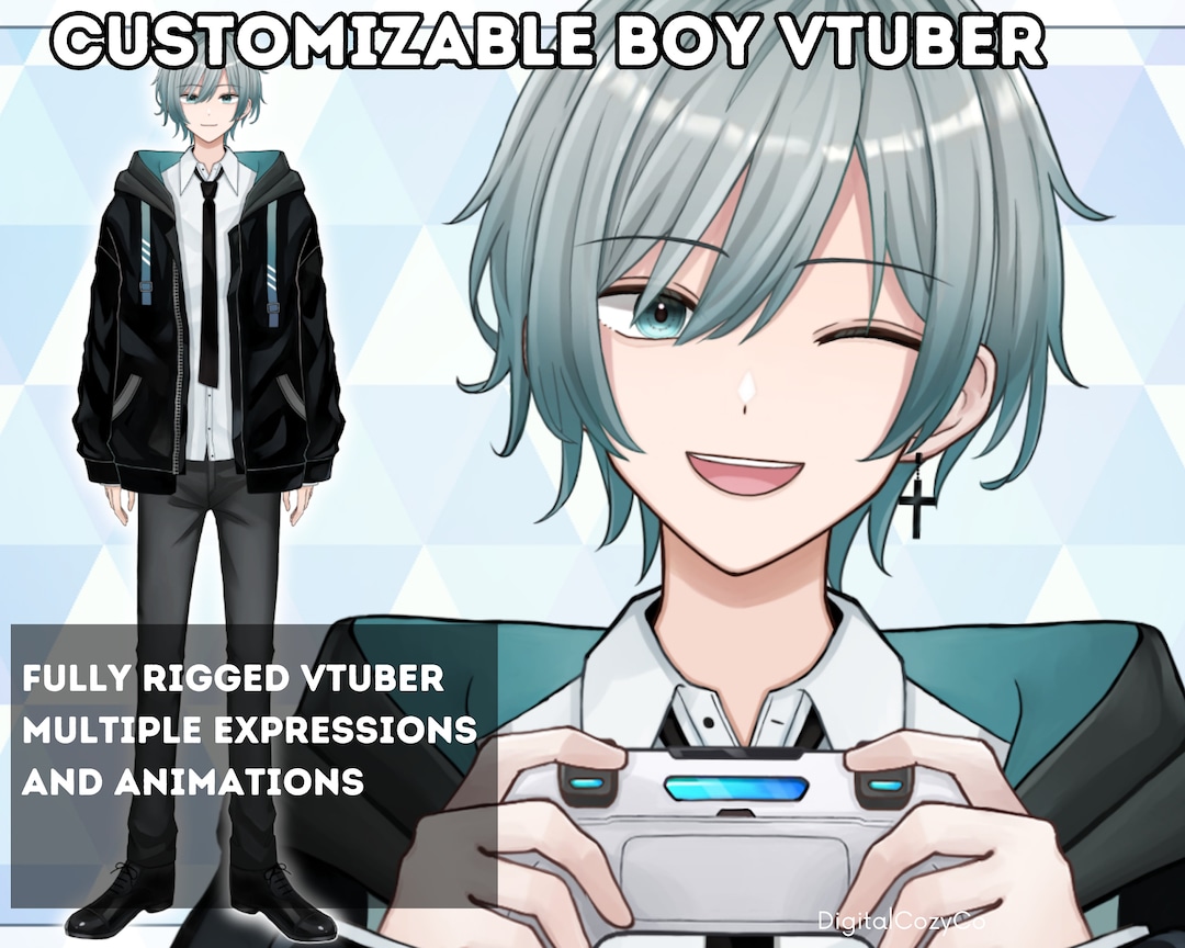 Customizable Boy Vtuber | Premade | 15 Expressions, Costumes ...