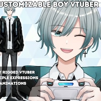 Male Vtuber Model ORIGINAL DATA PSD 8 Expressions, Glasses, Hair Color ...