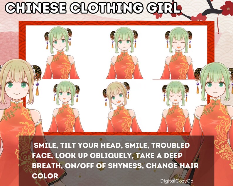 Chinese Clothing Vtuber Model | Multiple Animations and Hair Color ...