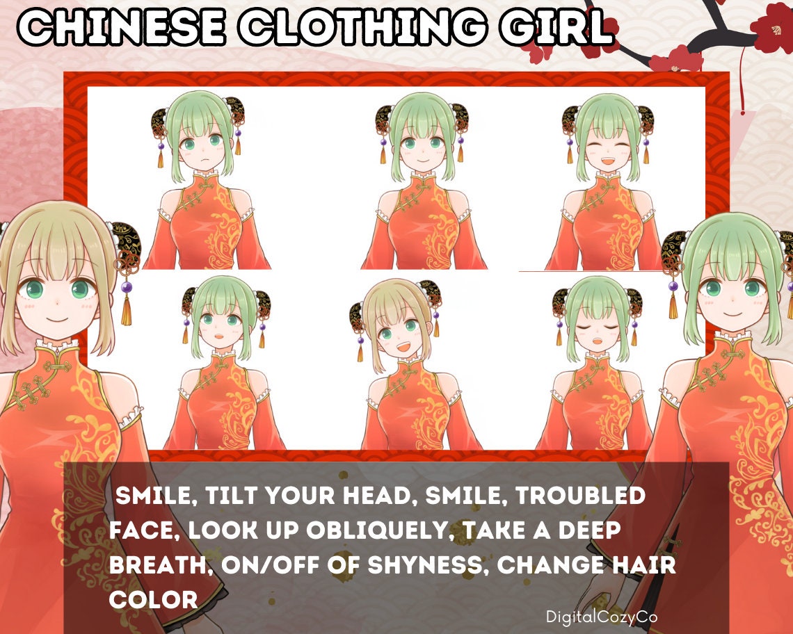 Chinese Clothing Vtuber Model ORIGINAL DATA + PSD | Multiple Animations ...