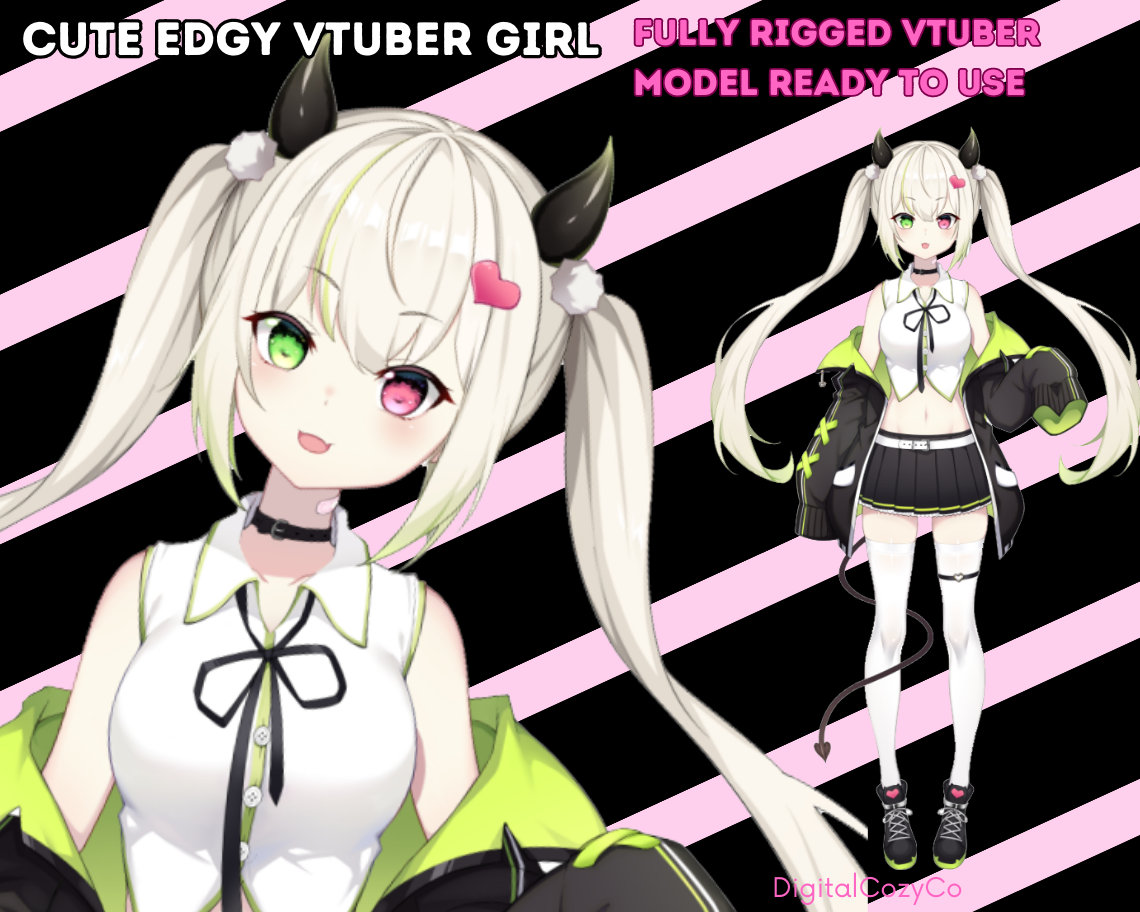 Cute Edgy Vtuber Girl Model Premade Vtuber Model Live2d Model Fully ...