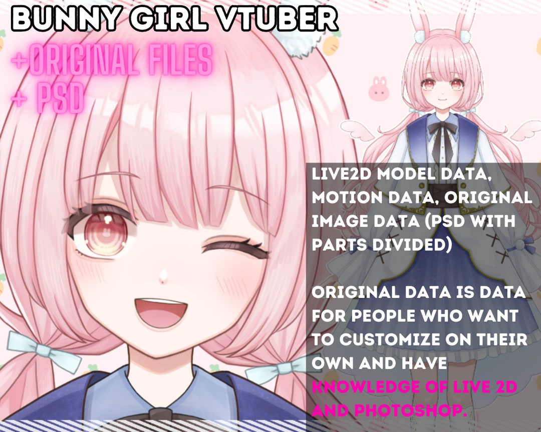 Bunny Girl Vtuber Model | Premade | 7 Expression, 8 Animation, Hair Length | Vtube Studio ...