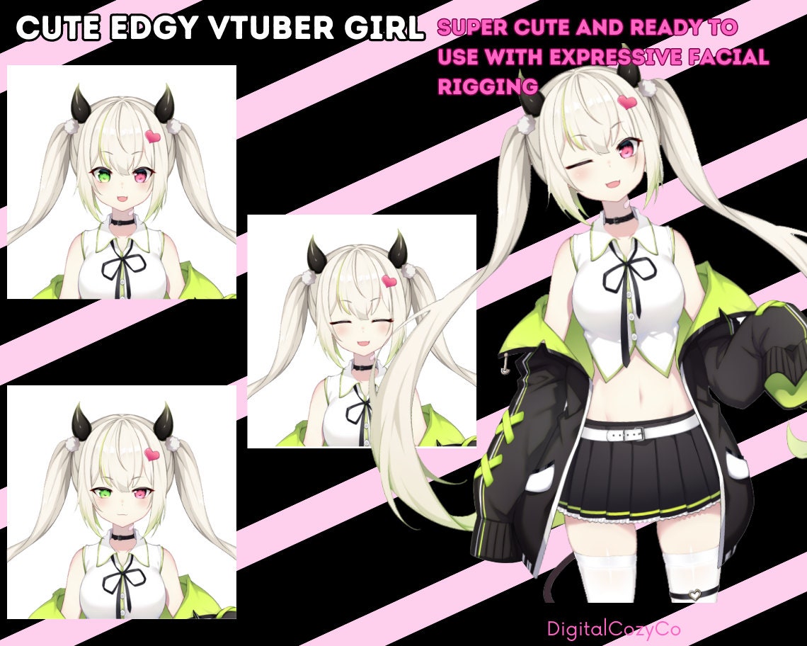 Cute Edgy Vtuber Girl Model Premade Vtuber Model Live2d Model Fully ...