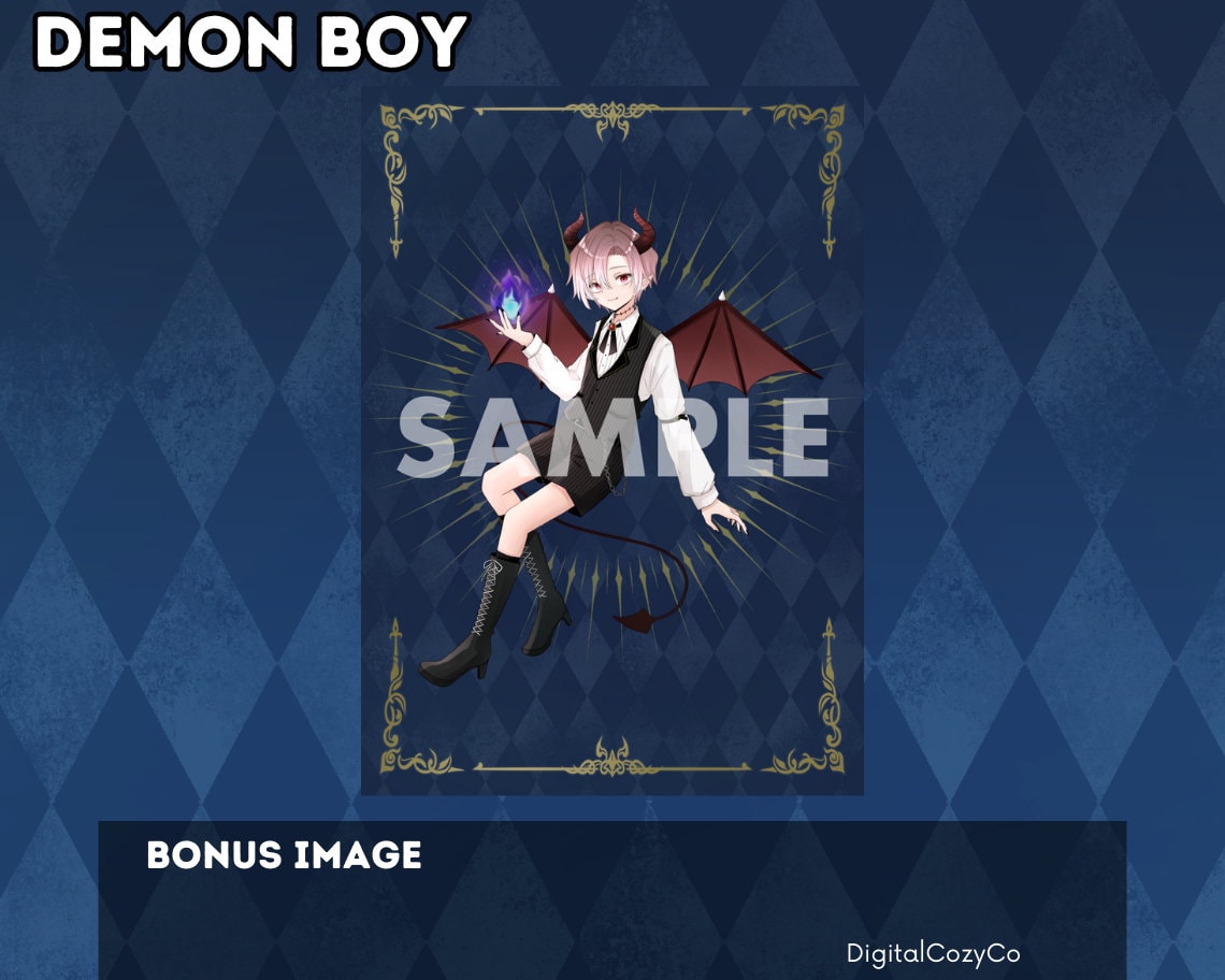 Demon Boy Male Vtuber Model | Premade | 5 Expression, 8 Animation ...
