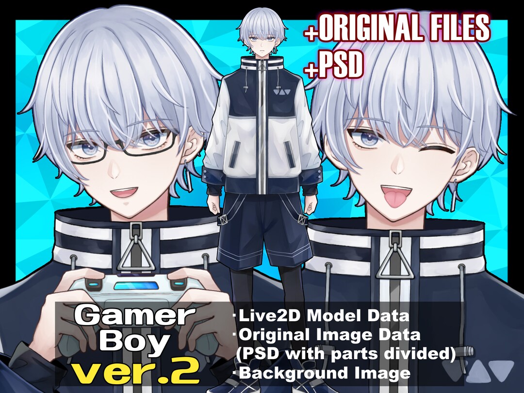 Gamer Boy Vtuber Model ORIGINAL Files Ver.2 | Premade Live2d Model Boy ...