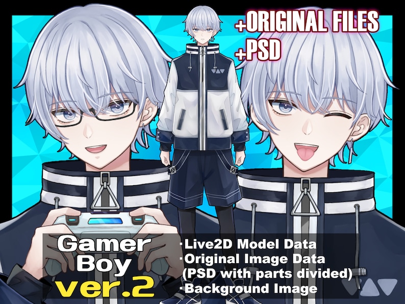Gamer Boy Vtuber Model ORIGINAL Files Ver.2 | Premade Live2d Model Boy ...