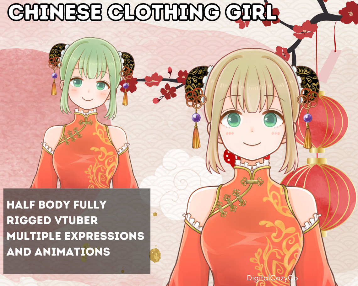 Chinese Clothing Vtuber Model | Multiple Animations and Hair Color ...