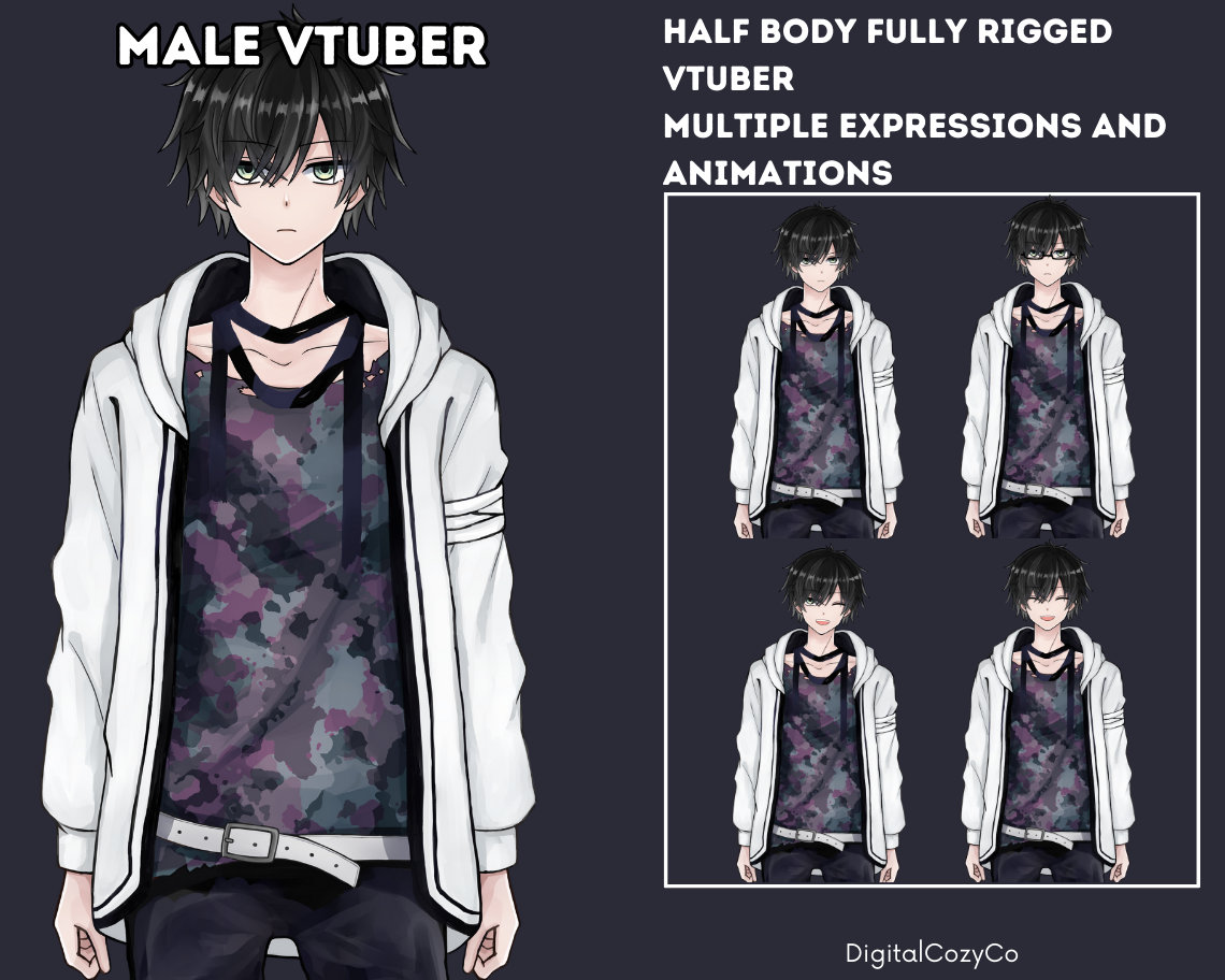 Male Vtuber Model ORIGINAL DATA PSD 8 Expressions - Etsy Canada