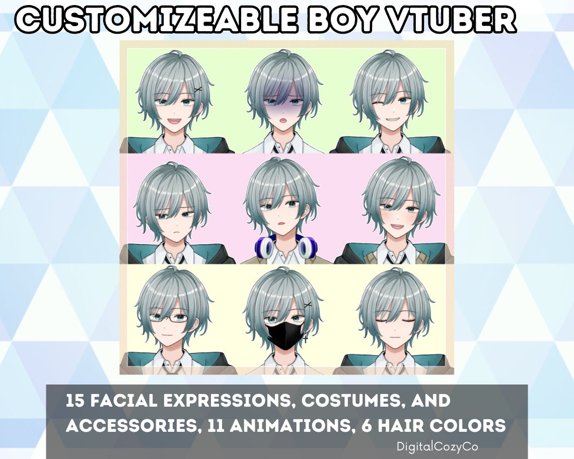 Customizable Boy Vtuber ORIGINAL DATA PSD 15 Expressions - Etsy