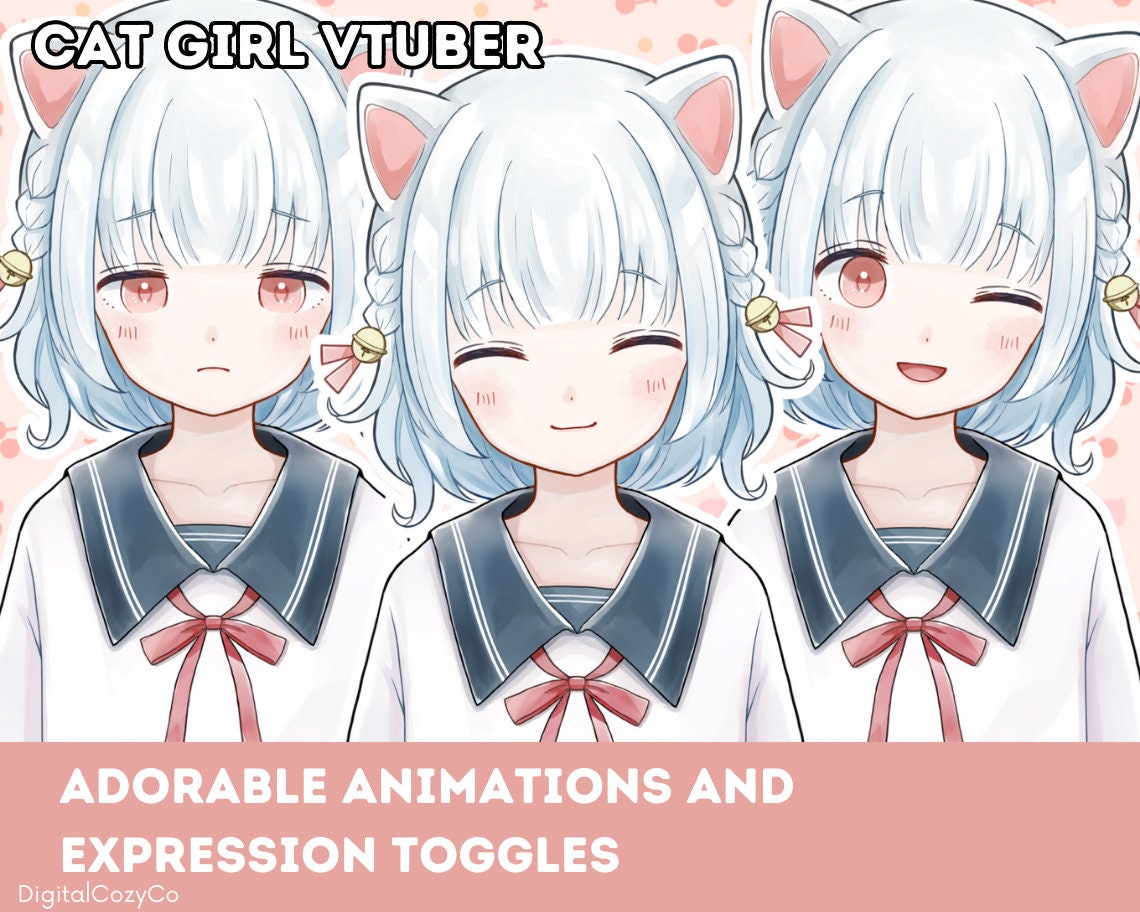 Catgirl Vtuber Model Original Data Psd Multiple Animations Toggles