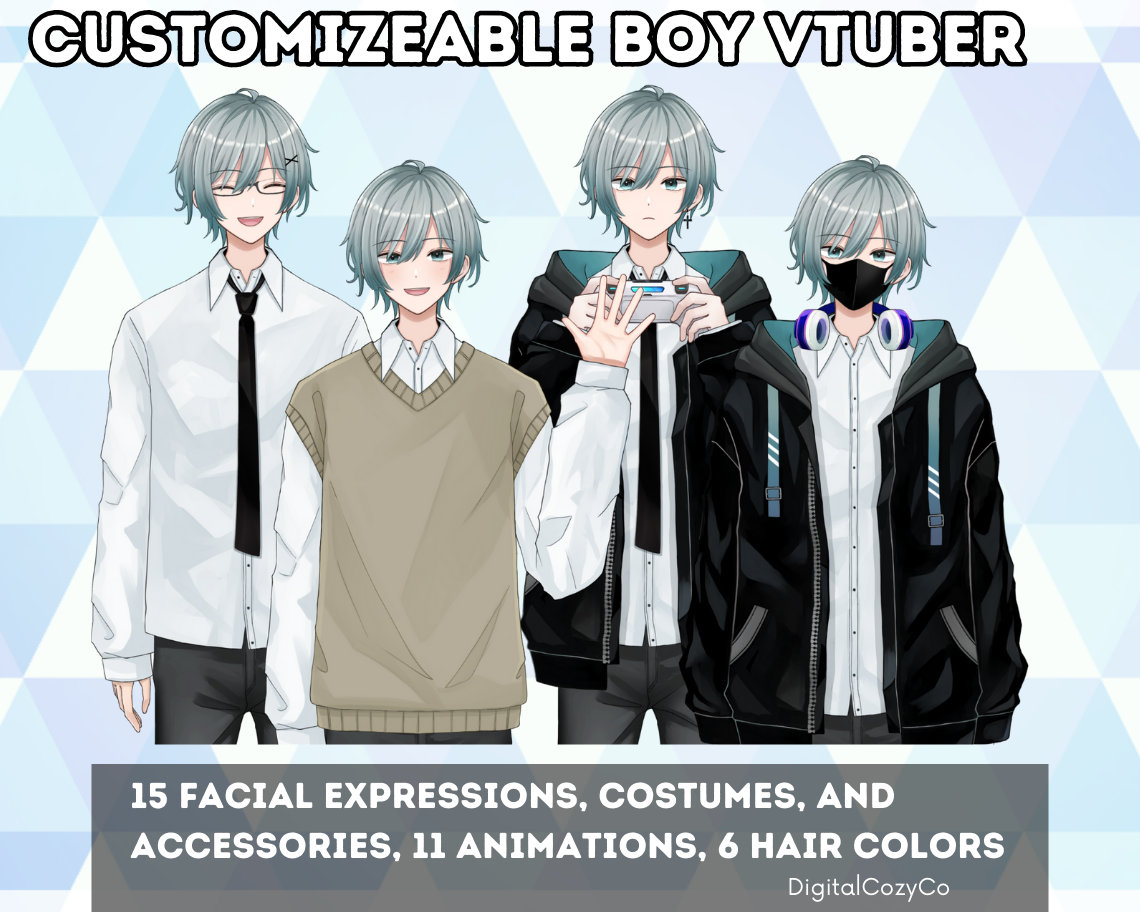 Customizable Boy Vtuber ORIGINAL DATA PSD 15 Expressions - Etsy