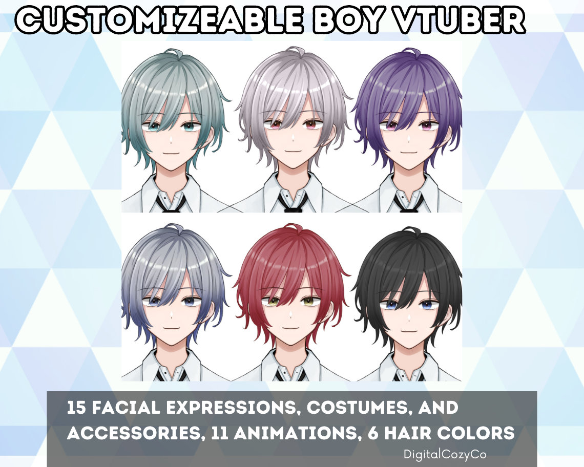 Customizable Boy Vtuber ORIGINAL DATA PSD 15 Expressions - Etsy