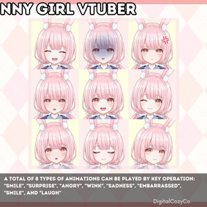 Bunny Girl Vtuber Model | Premade | 7 Expression, 8 Animation, Hair ...
