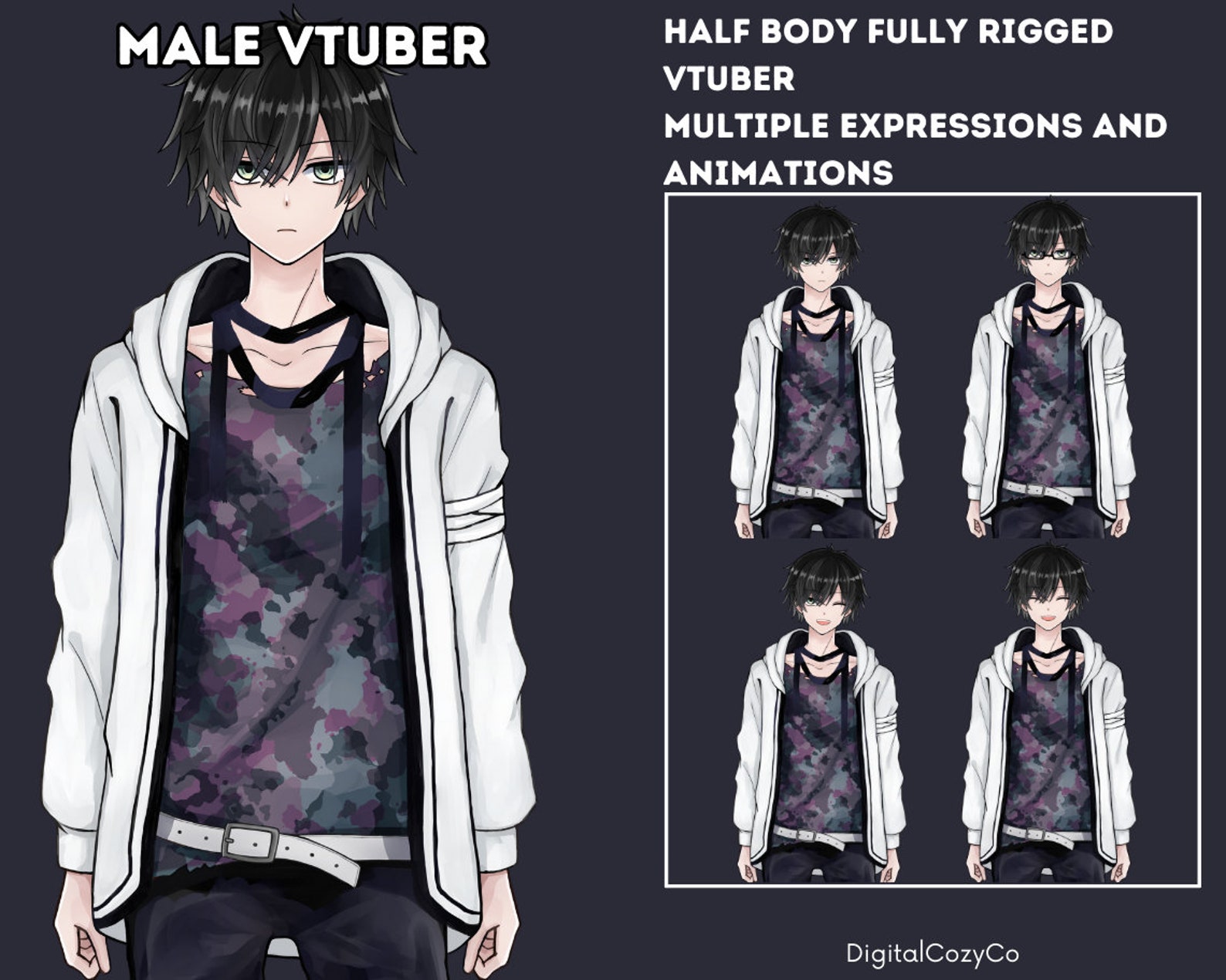 Modelo de Vtuber masculino / Modelo de Vtuber prefabricado / 8 ...