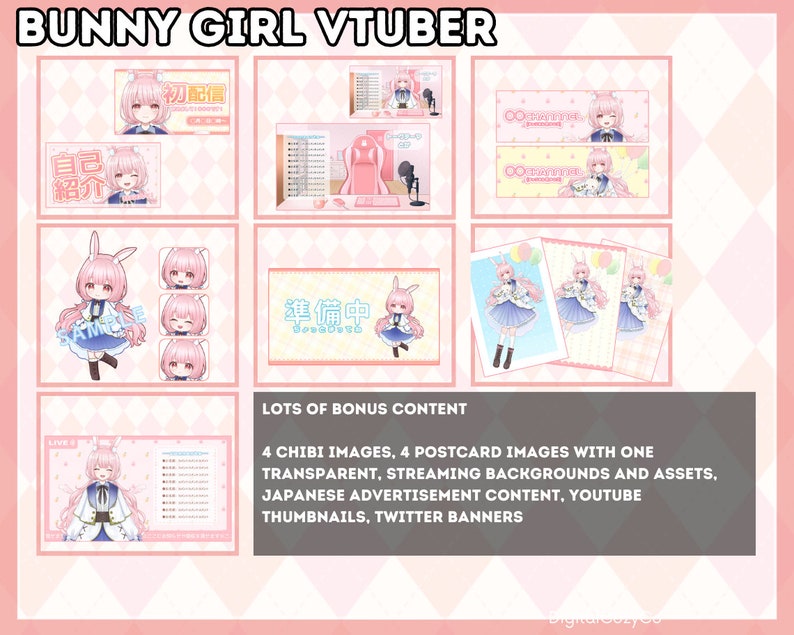 Bunny Girl Vtuber Model | Premade | 7 Expression, 8 Animation, Hair ...