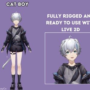 Cat Boy Vtuber Model Premade Vtuber Model Live2d Model Fully Rigged ...