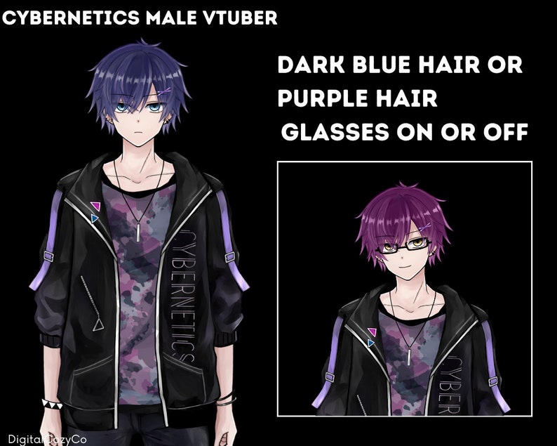 Cybernetics Vtuber Model | Premade Vtuber Model | 8 Expressions, Hair ...