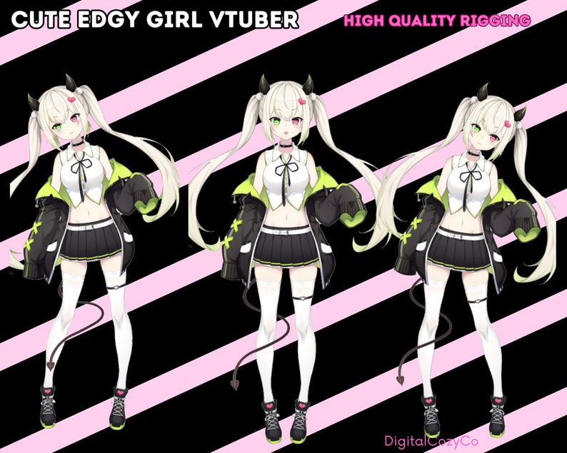 Cute Edgy Vtuber Girl Model Premade Vtuber Model Live2d Model Fully ...
