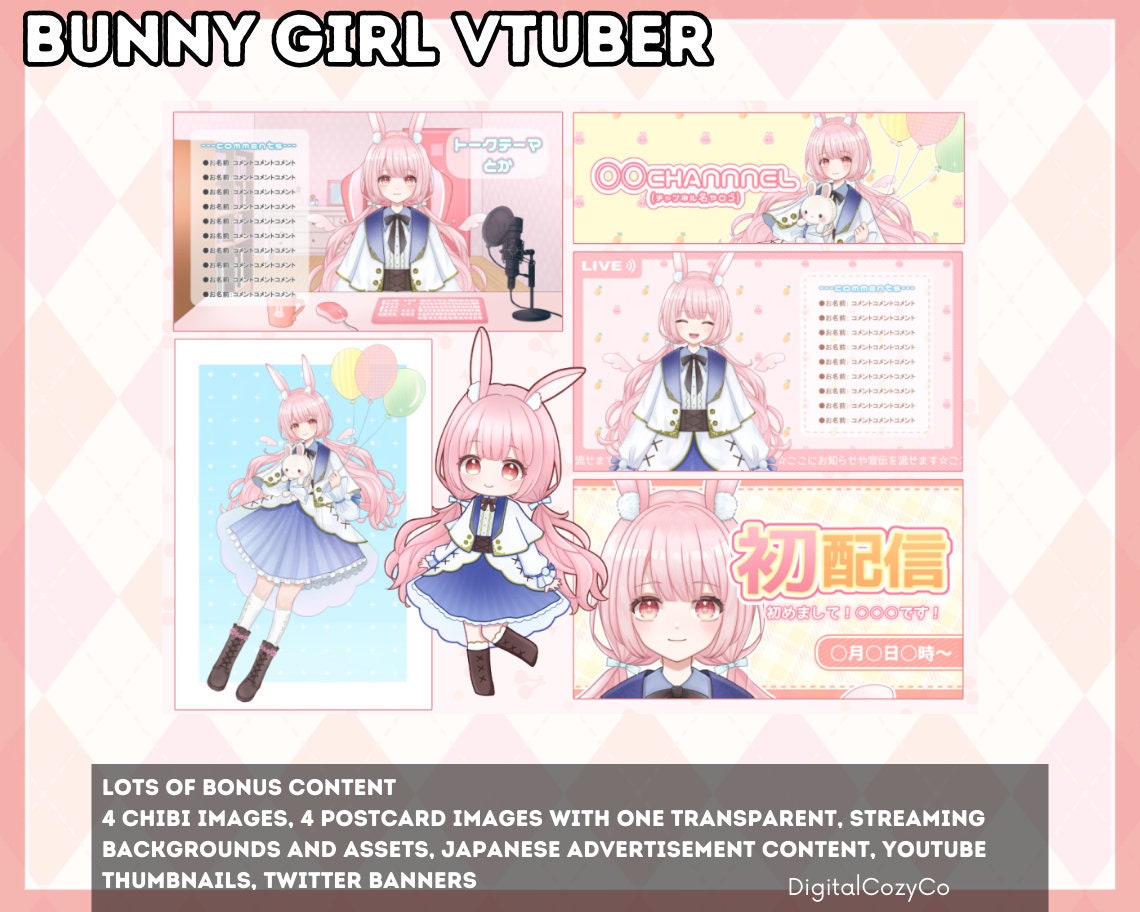 Bunny Girl Vtuber Model | Premade | 7 Expression, 8 Animation, Hair Length | Vtube Studio ...