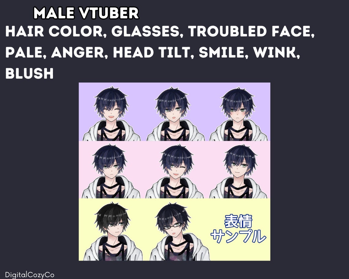 Male Vtuber Model ORIGINAL DATA PSD 8 Expressions - Etsy Canada