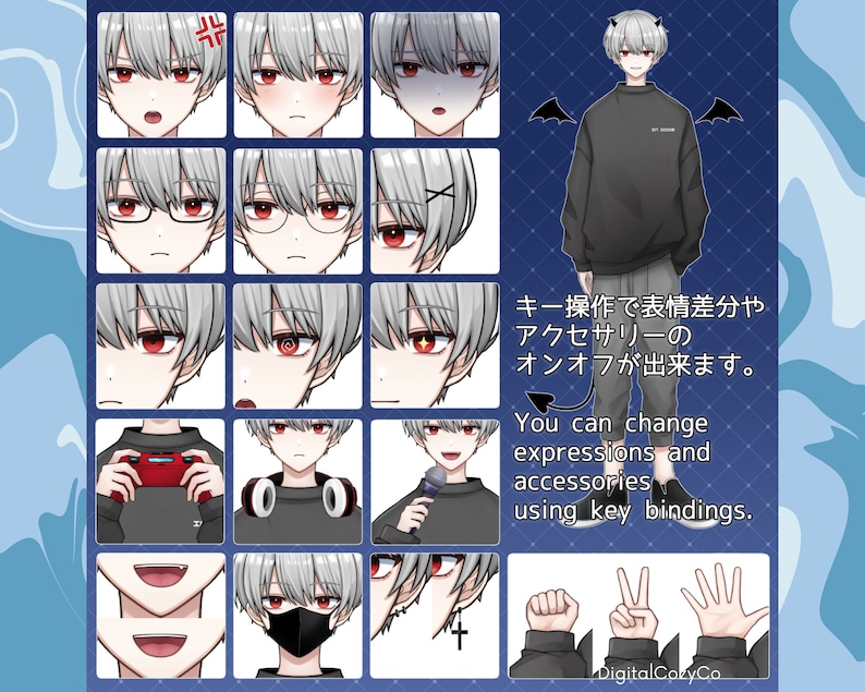 Customizable Male Vtuber ORIGINAL DATA PSD Hair Color, Eye Color ...