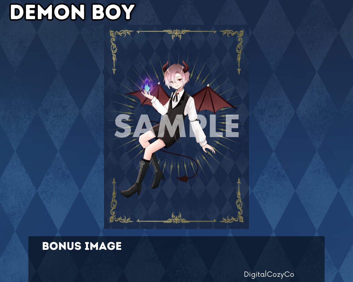 Demon Boy Male Vtuber Model ORIGINAL DATA + PSD | 5 Expression, 8 ...