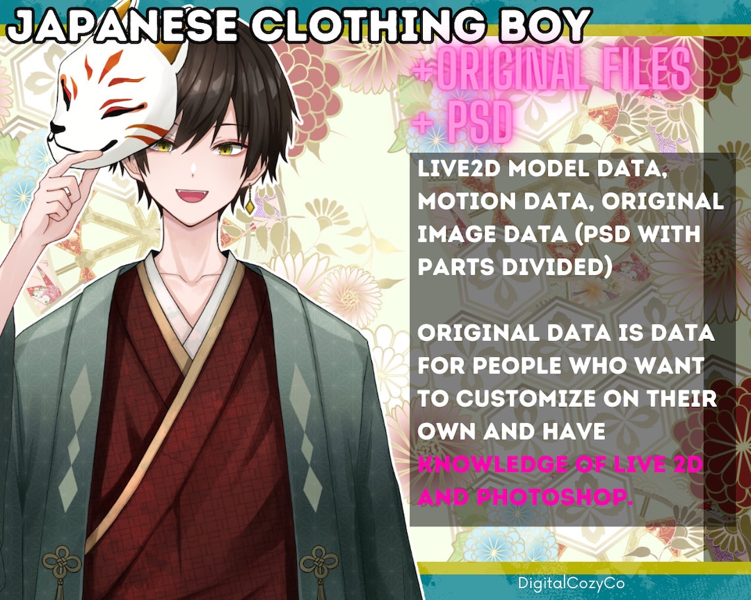 Japanese Clothing Male Vtuber Model ORIGINAL DATA + PSD | 7 Expression ...