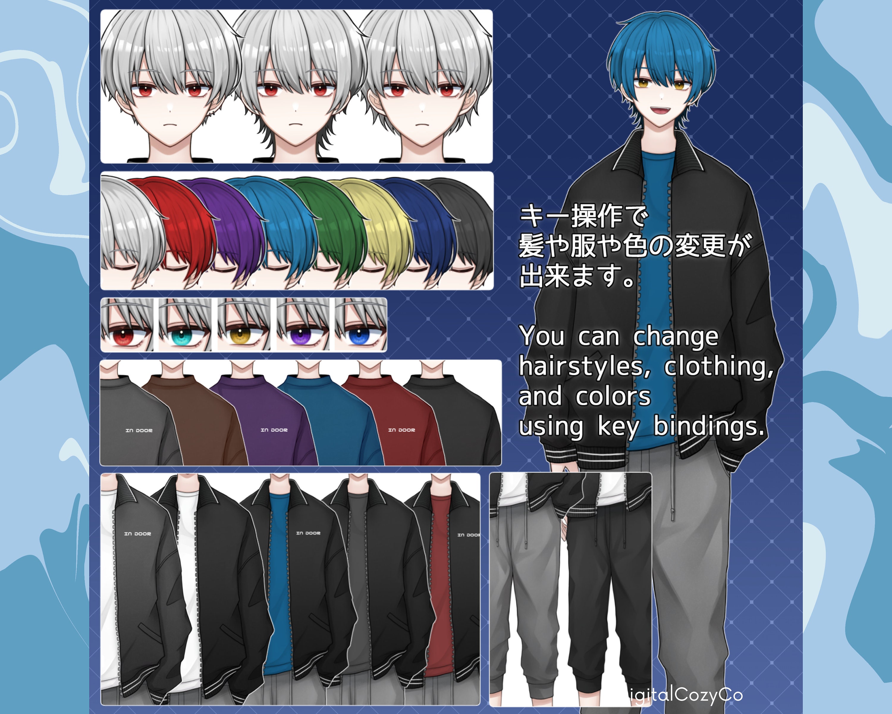 Customizable Male Vtuber Perfect Sync Hair Color, Eye Color, Clothing ...