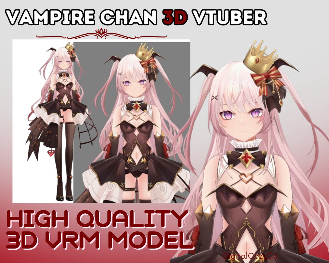 Vampire Chan 3D Vtuber Model / Premade 3D Vtuber Model / VRM 3D MODEL / Totalmente Rigged ...