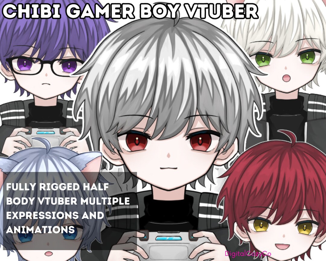 Customizable Half Body Chibi Vtuber Model | 6 Facial Expressions ...