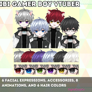 Customizable Half Body Chibi Vtuber Model | 6 Facial Expressions ...