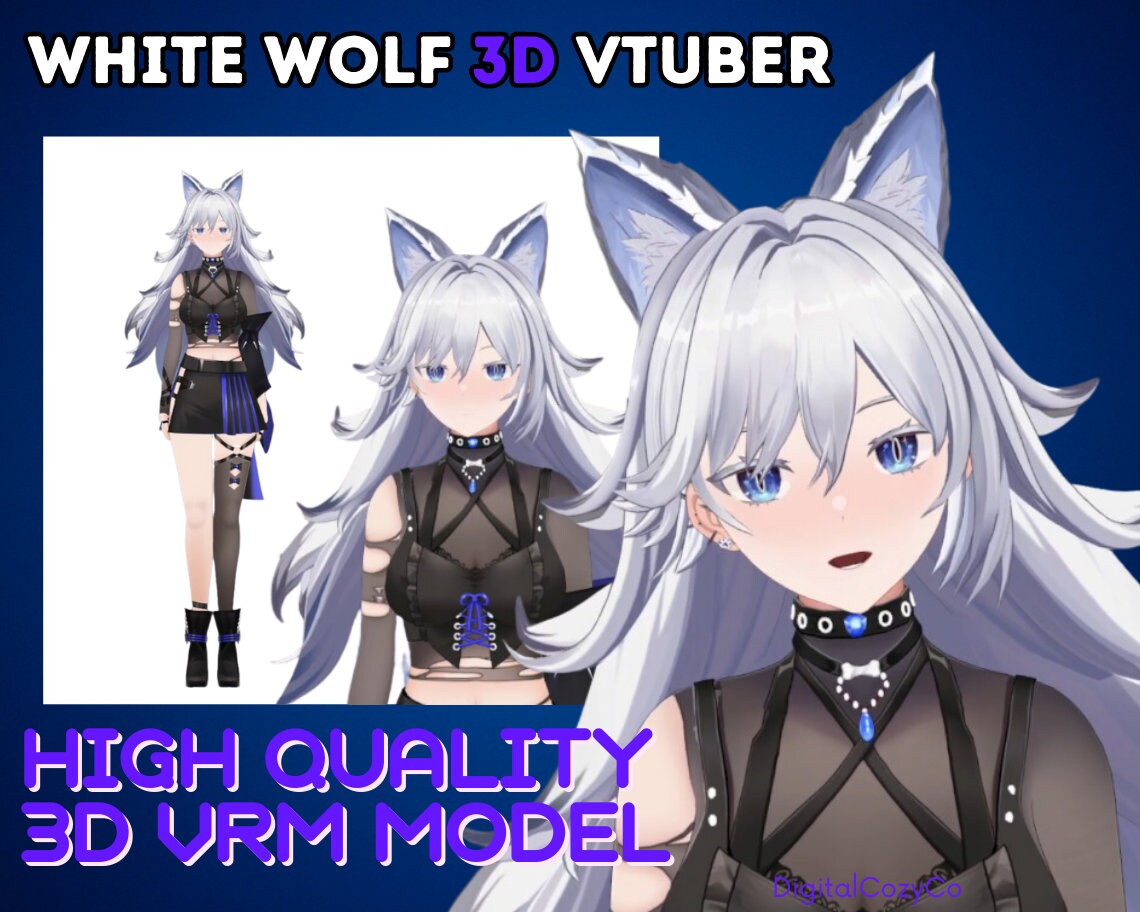 White Wolf 3D Vtuber Model Premade 3D Vtuber Model VRM 3D - Etsy