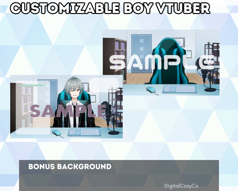 Customizable Boy Vtuber ORIGINAL DATA + PSD | 15 Expressions, Costumes ...