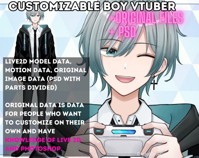 Demon Boy Male Vtuber Model ORIGINAL DATA + PSD | 5 Expression, 8 ...
