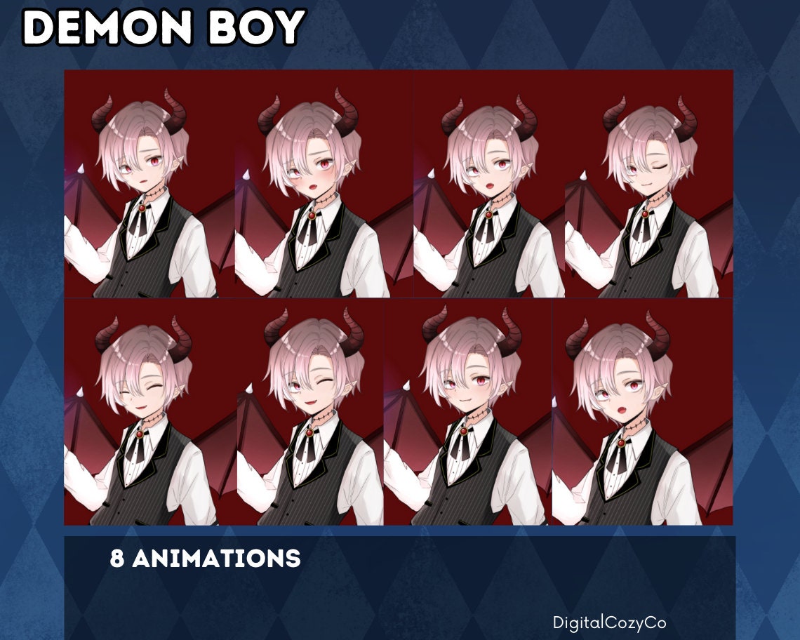 Demon Boy Male Vtuber Model ORIGINAL DATA + PSD | 5 Expression, 8 ...