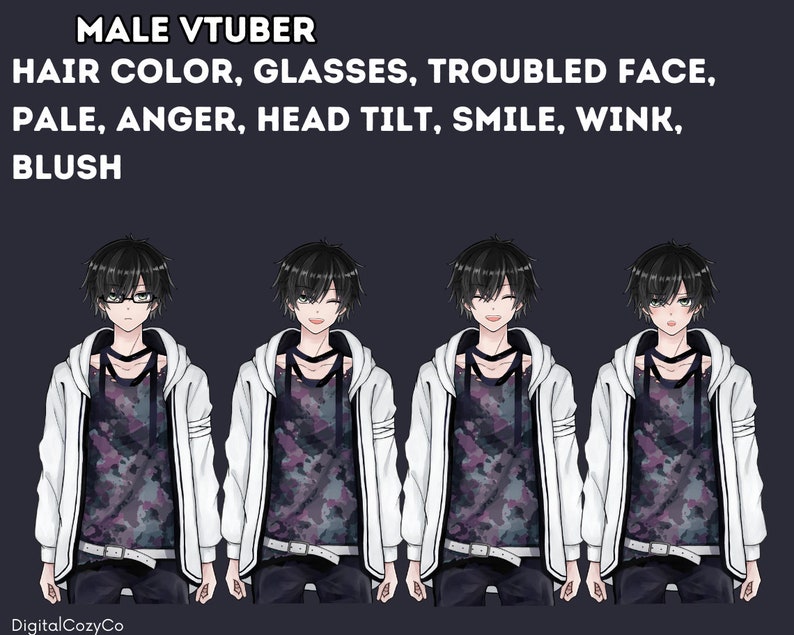 Male Vtuber Model ORIGINAL DATA PSD 8 Expressions - Etsy