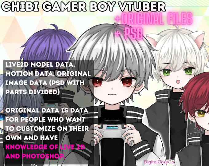 Male Vtuber Model | Premade Vtuber Model | 8 Expressions, Hair Color ...