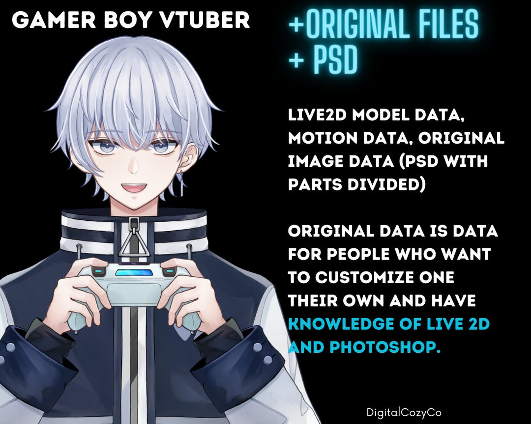 Gamer Boy Vtuber Model ORIGINAL DATA PSD 5 Expressions, Glasses ...