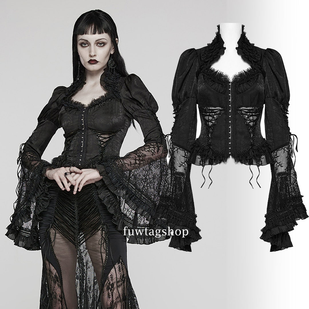 Gothic Gorgeous Witch Lace Puff Sleeve Shirt, Victorian Shirt - Etsy