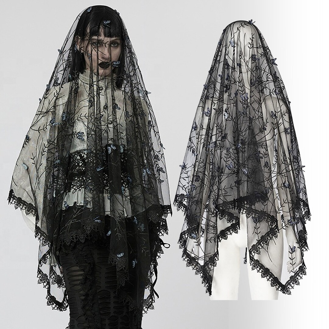 Black Wedding Bridal Veil Gothic Halloween Party Butterfly - Etsy