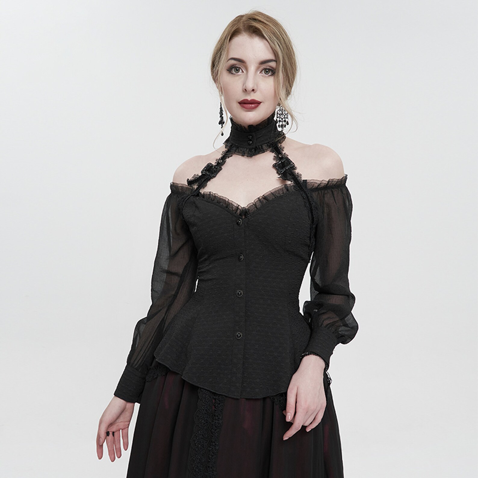 Gothic Strappy off Shoulder Halterneck Shirt,steampunk, Witch ...