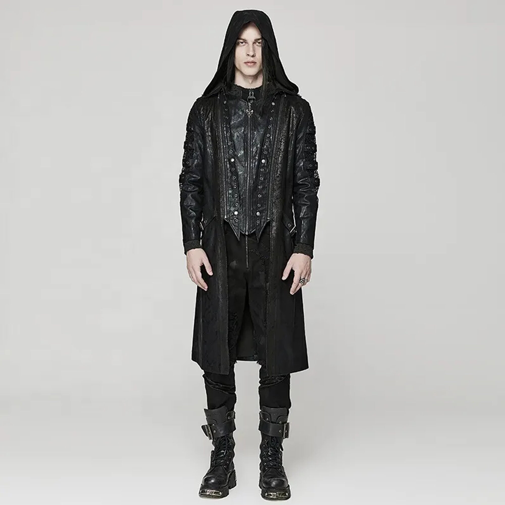 Renaissance Fair Gothic Zipper PU Leather Jacket, Medieval Wizard Witch ...